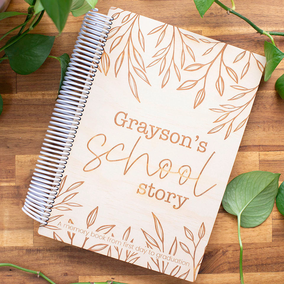 "My School Story" Wooden School Years Book (customised with name ...